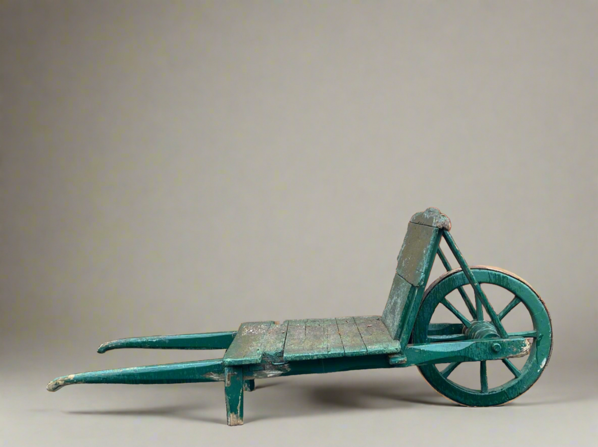 Antique Green Wooden Wheelbarrow – Ashwood Props